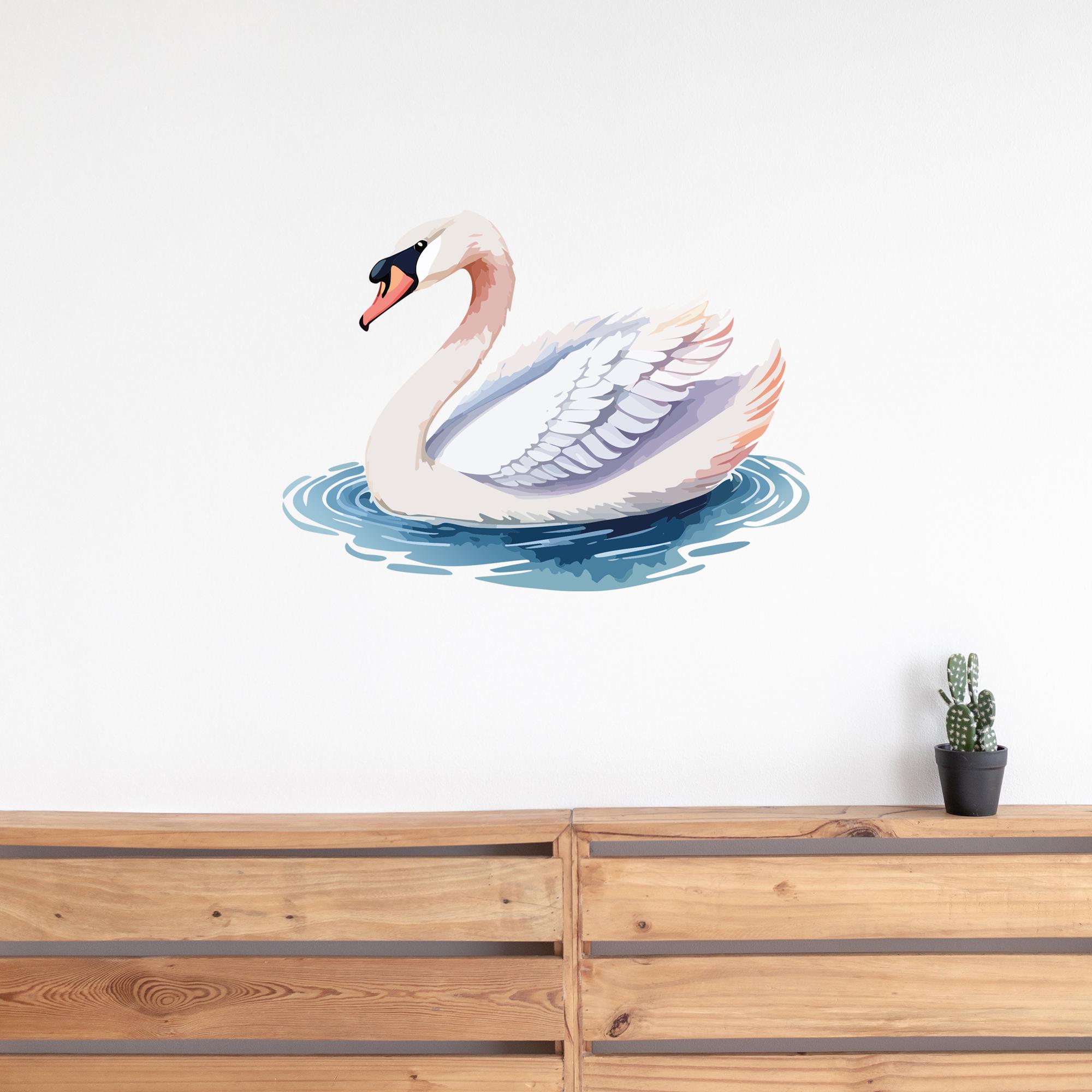 Swan Vinyl Wall Decal, Gentle Watercolor Animal Wall Art for Nursery ...