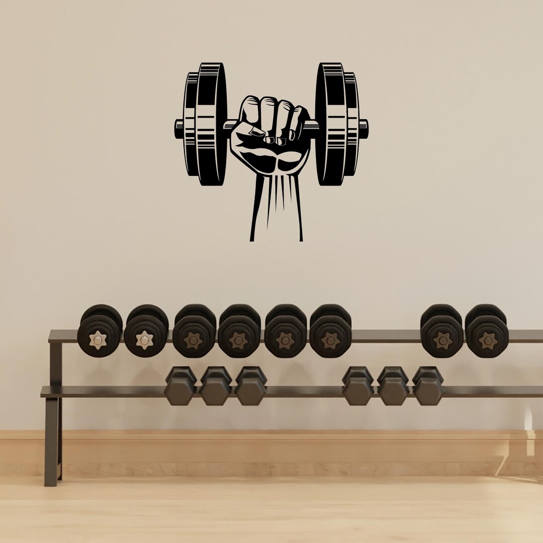 Dumbbell Vinyl Wall Decal Home Gym Fitness Center Bodybuilding ...