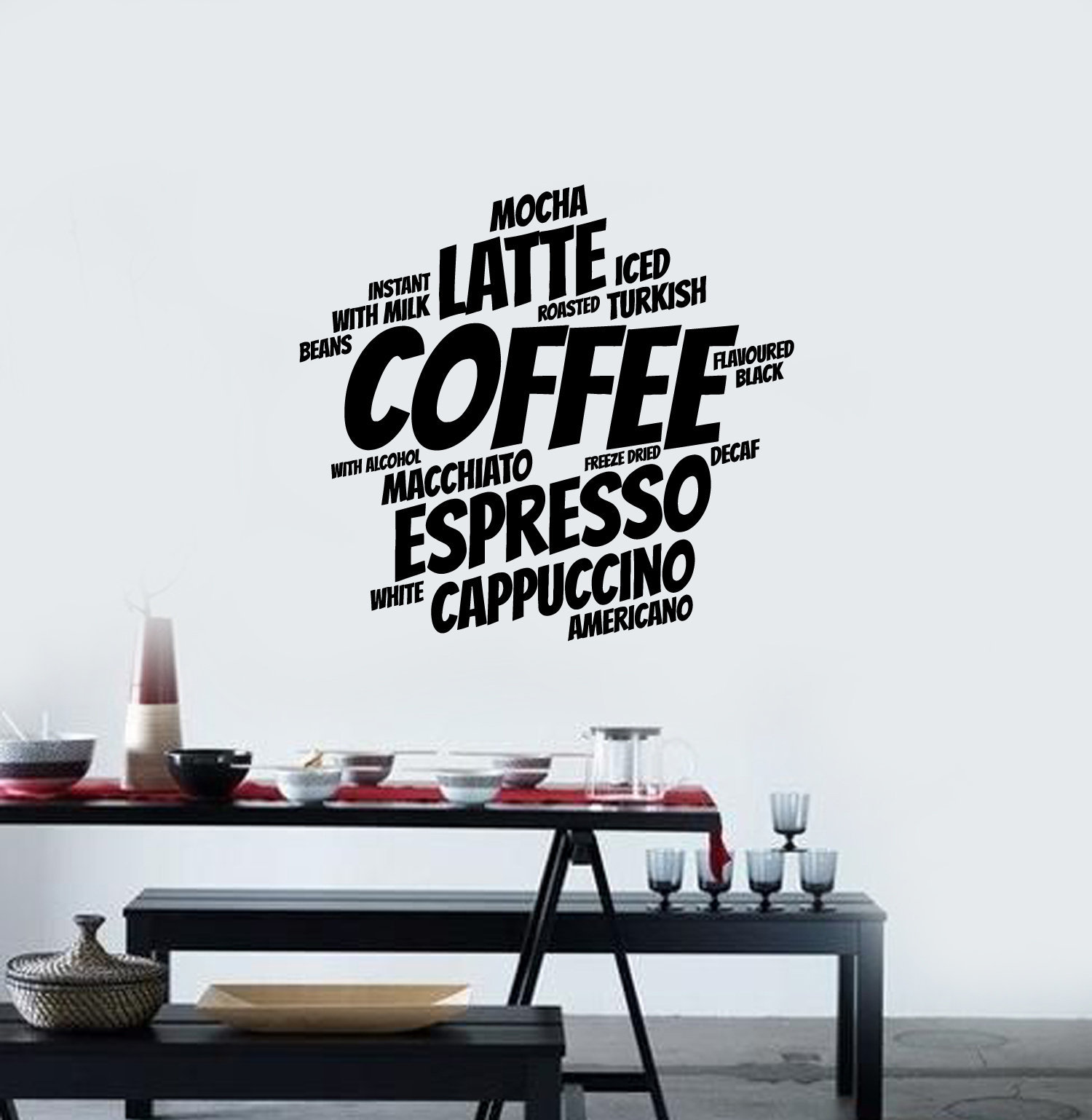 Coffee Shop Vinyl Wall Decal Words Coffee Love Kitchen Decoration ...