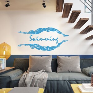 Swimming Vinyl Wall Decal Two Swimmer Room Decoration Gift Idea Swim ...