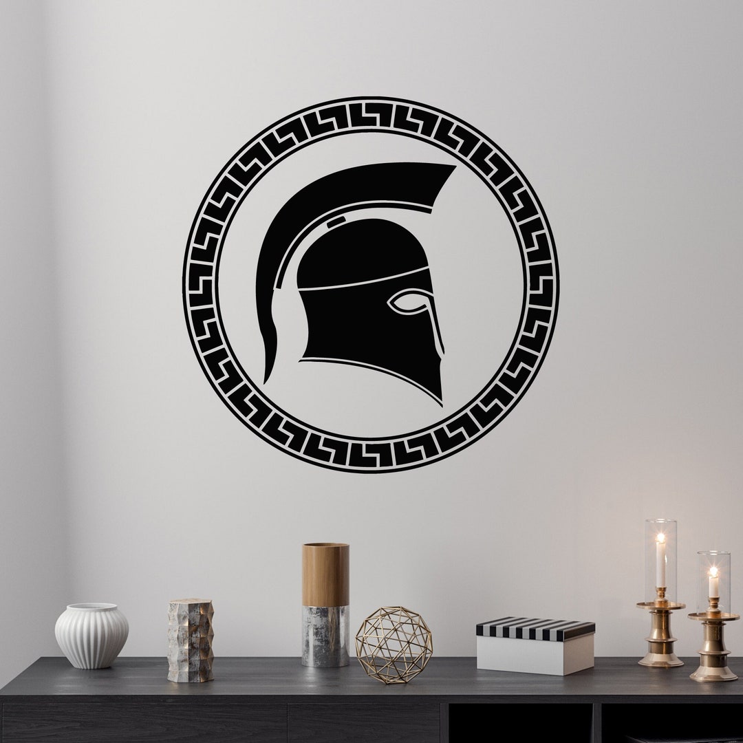 Warrior Vinyl Wall Decal Helmet Ancient Greek Spartan Art Stickers ...