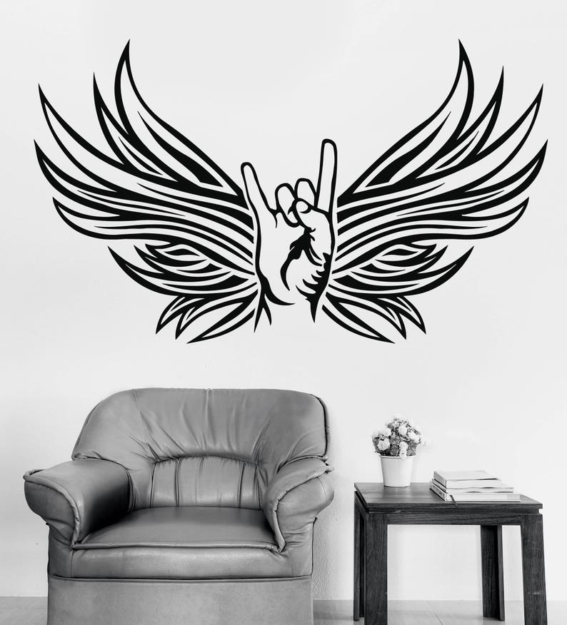 Wall Vinyl Decal Rocker Hand Sign Goat Fan of Rock and Heavy - Etsy