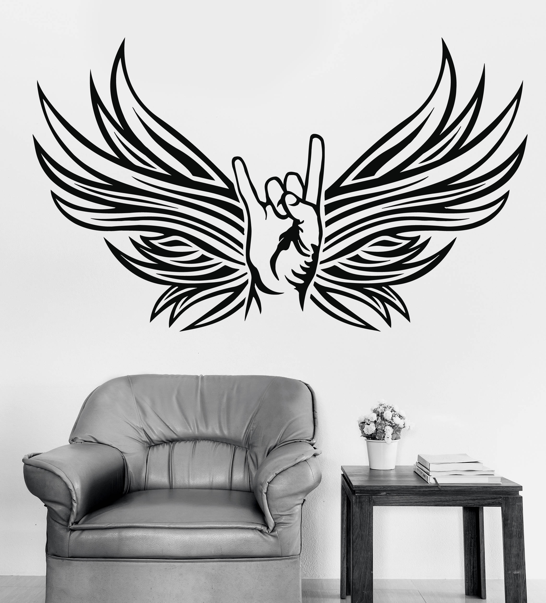 Wall Vinyl Decal Rocker Hand Sign Goat Fan of Rock and Heavy | Etsy