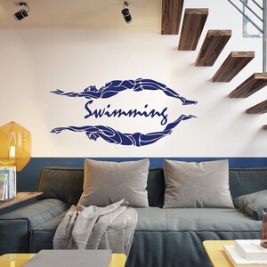 Swimming Vinyl Wall Decal Two Swimmer Room Decoration Gift Idea Swim ...