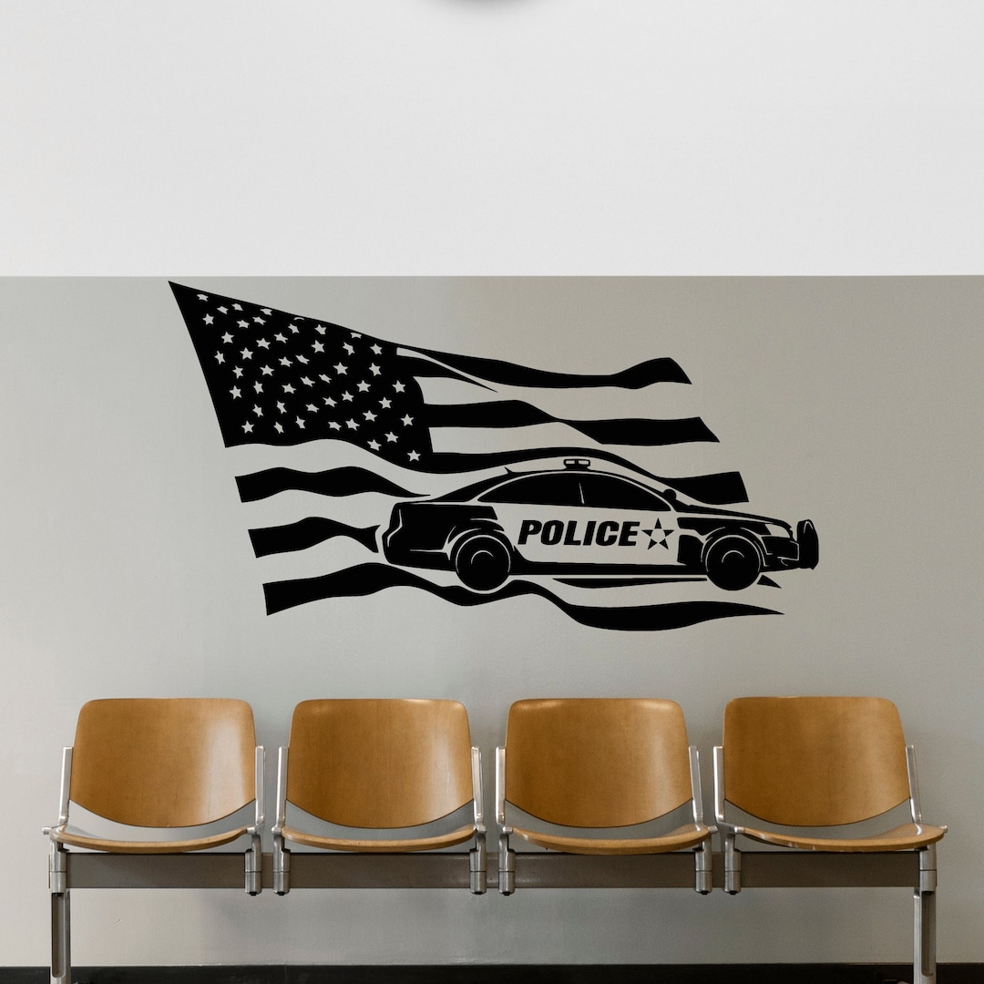 Police Vinyl Wall Decal Auto Car Department American Flag Stickers ...