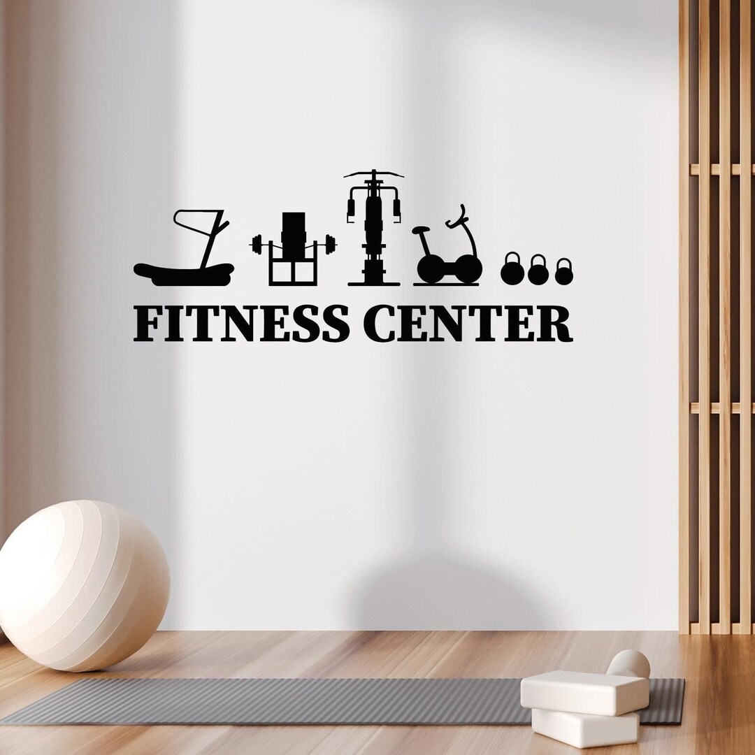 Fitness Center Vinyl Wall Decal Gym Exercise Room Decor Workout ...