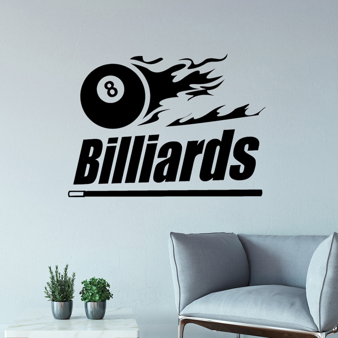 Billiards Vinyl Wall Decal Pool Ball Room Poolroom Sign Lettering ...