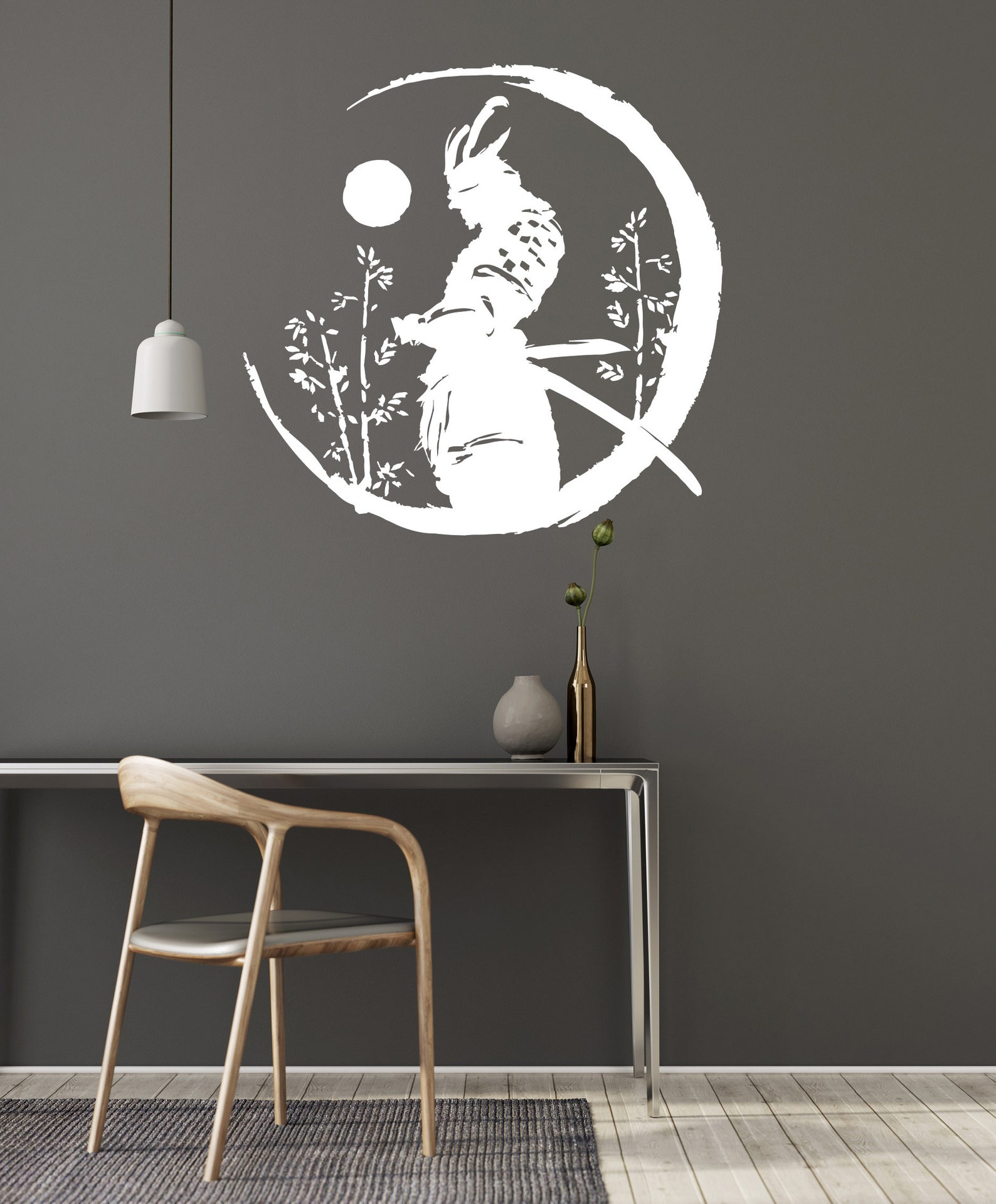 Samurai Circle Vinyl Wall Decal Japanese Warrior Enso Japan - Etsy