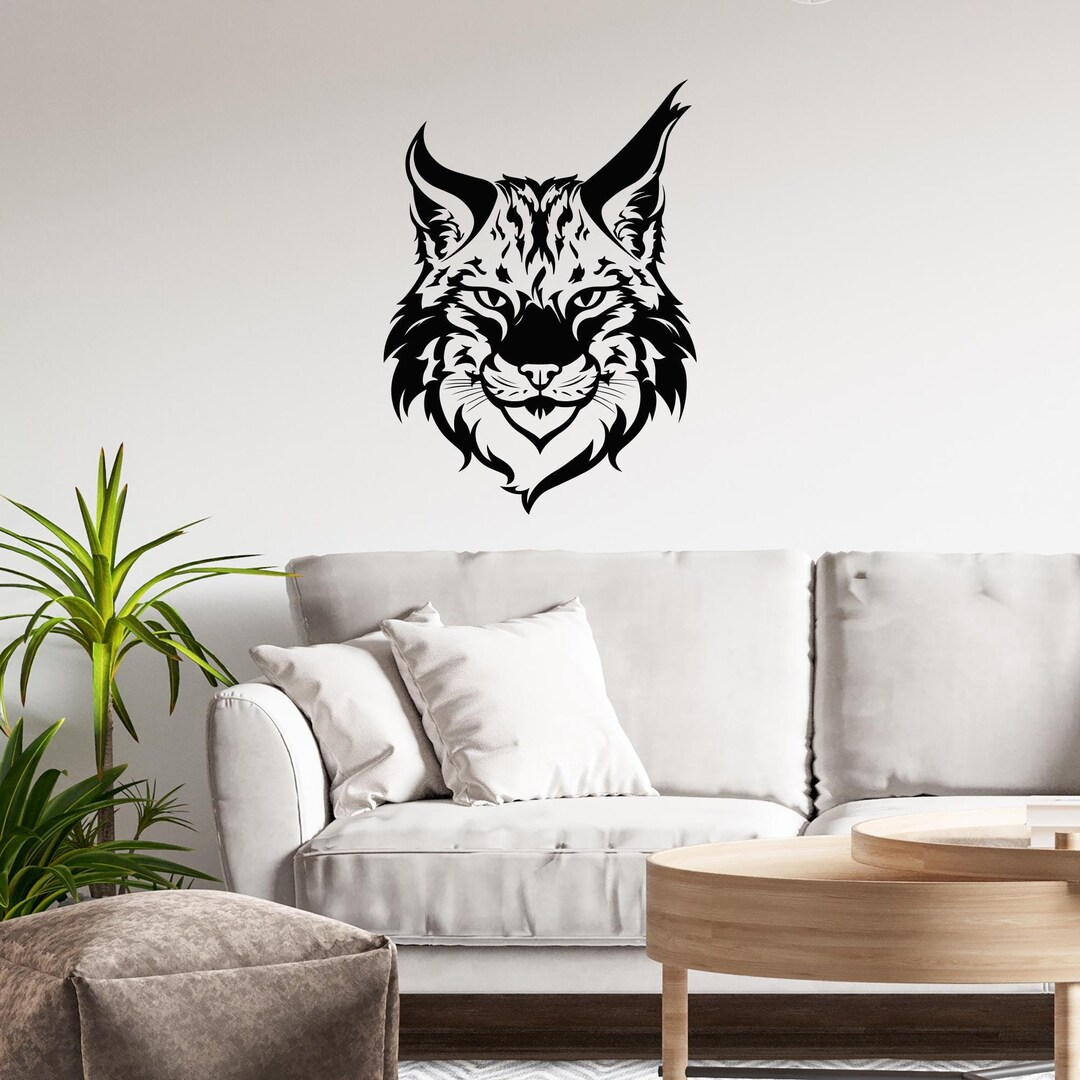 Lynx Head Vinyl Wall Decal Wild Animal Predator Cat Wildlife Theme Room ...