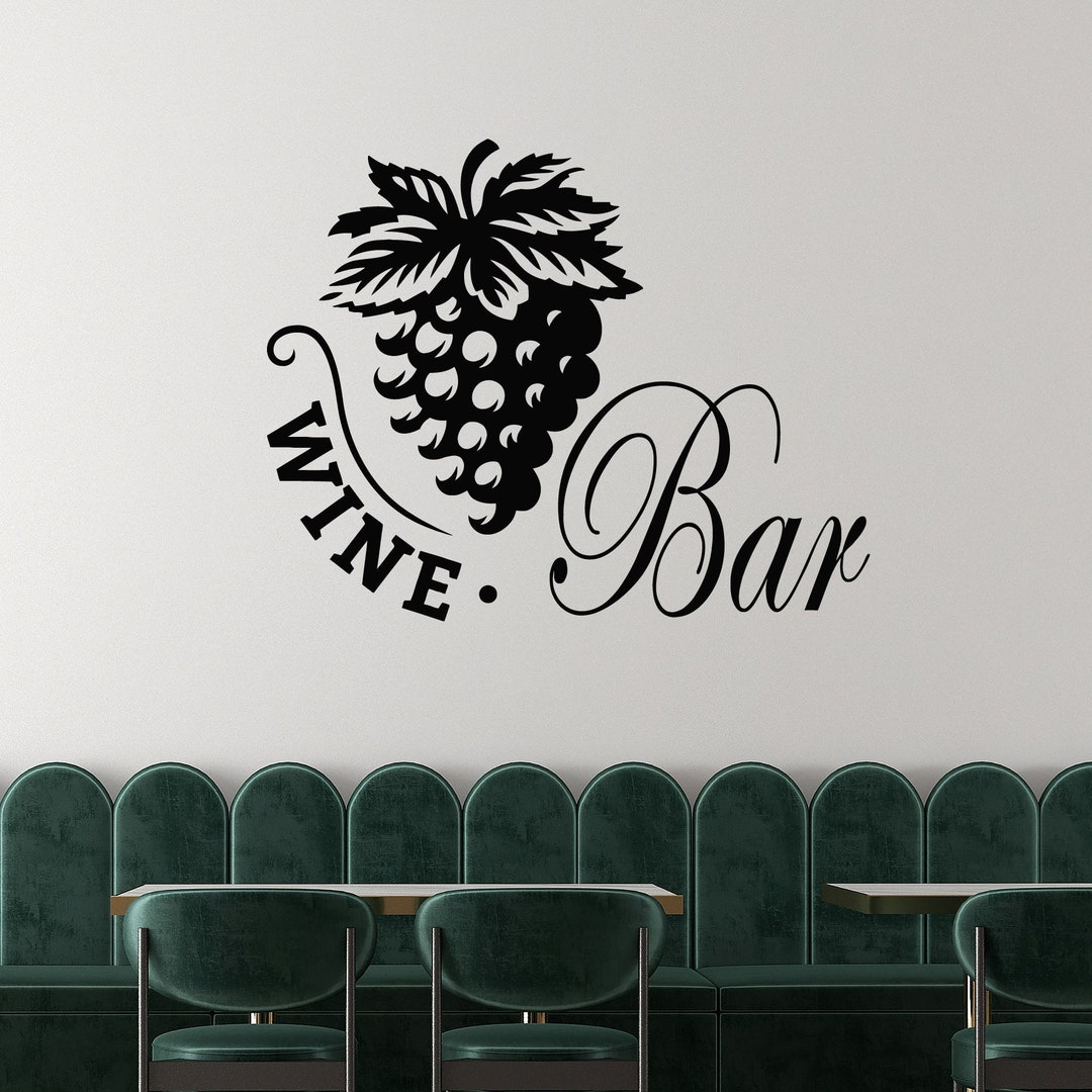 Wine Vinyl Wall Decal Grape Vine Grapes Wine Bar Drink Stickers Mural ...
