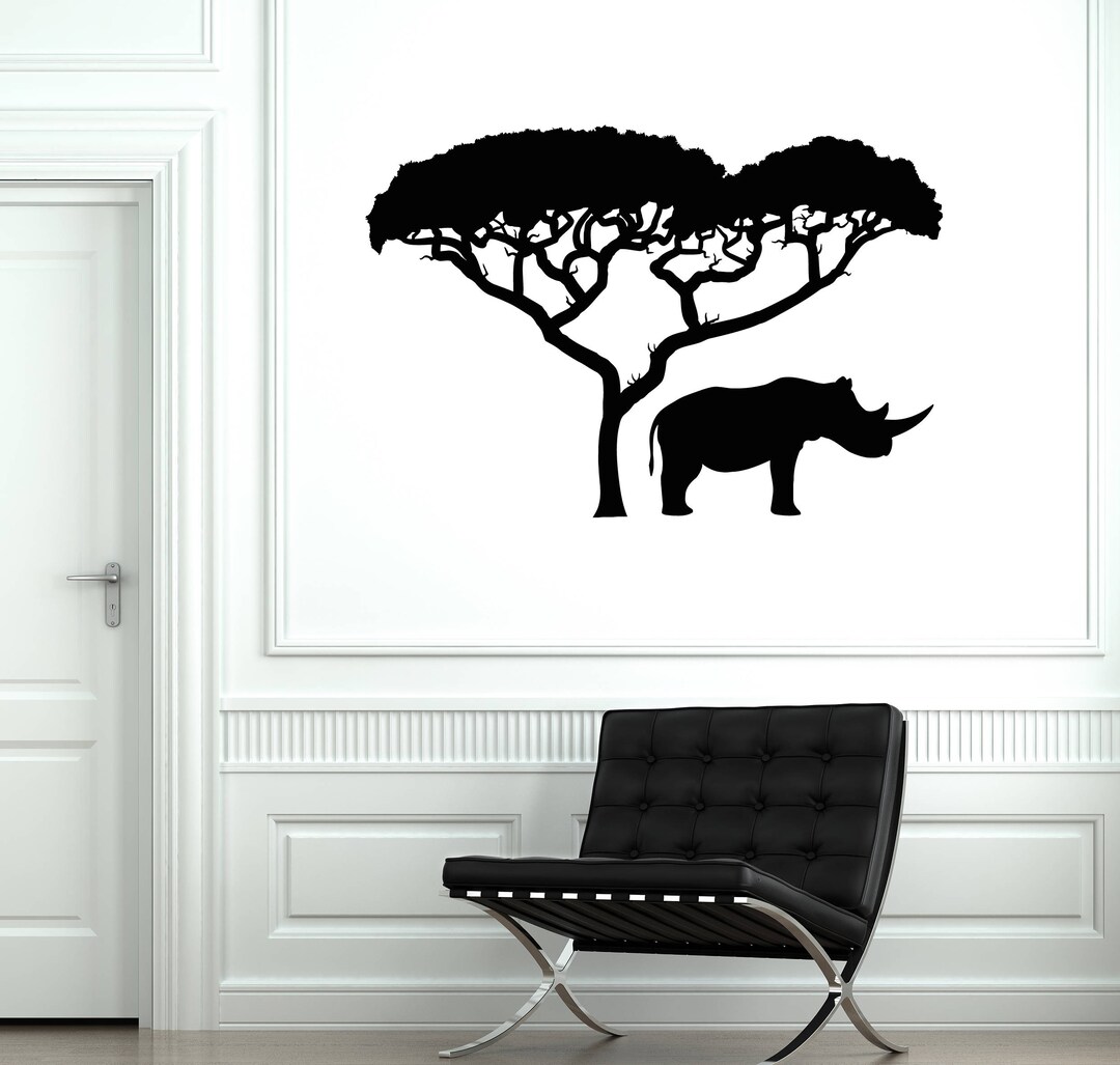 Rhino Tree Vinyl Wall Decal African Landscape Nature Africa Art ...
