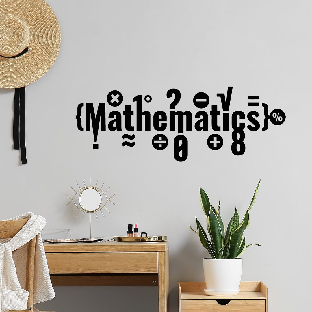 Mathematics Vinyl Wall Decal Letters Math Symbols School Interior ...
