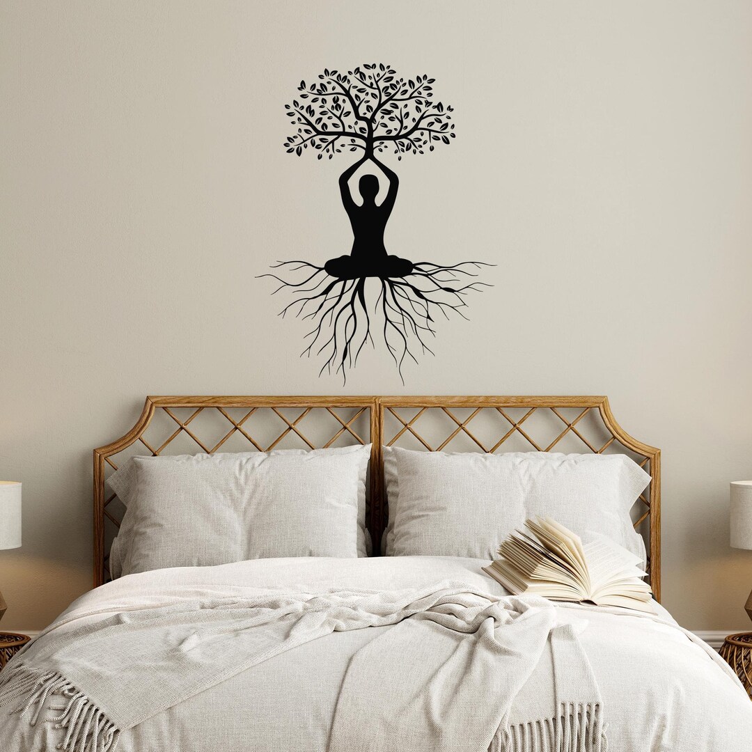 Yoga Pose Vinyl Wall Decal Meditation Tree Zen Studio Buddha Exercise ...