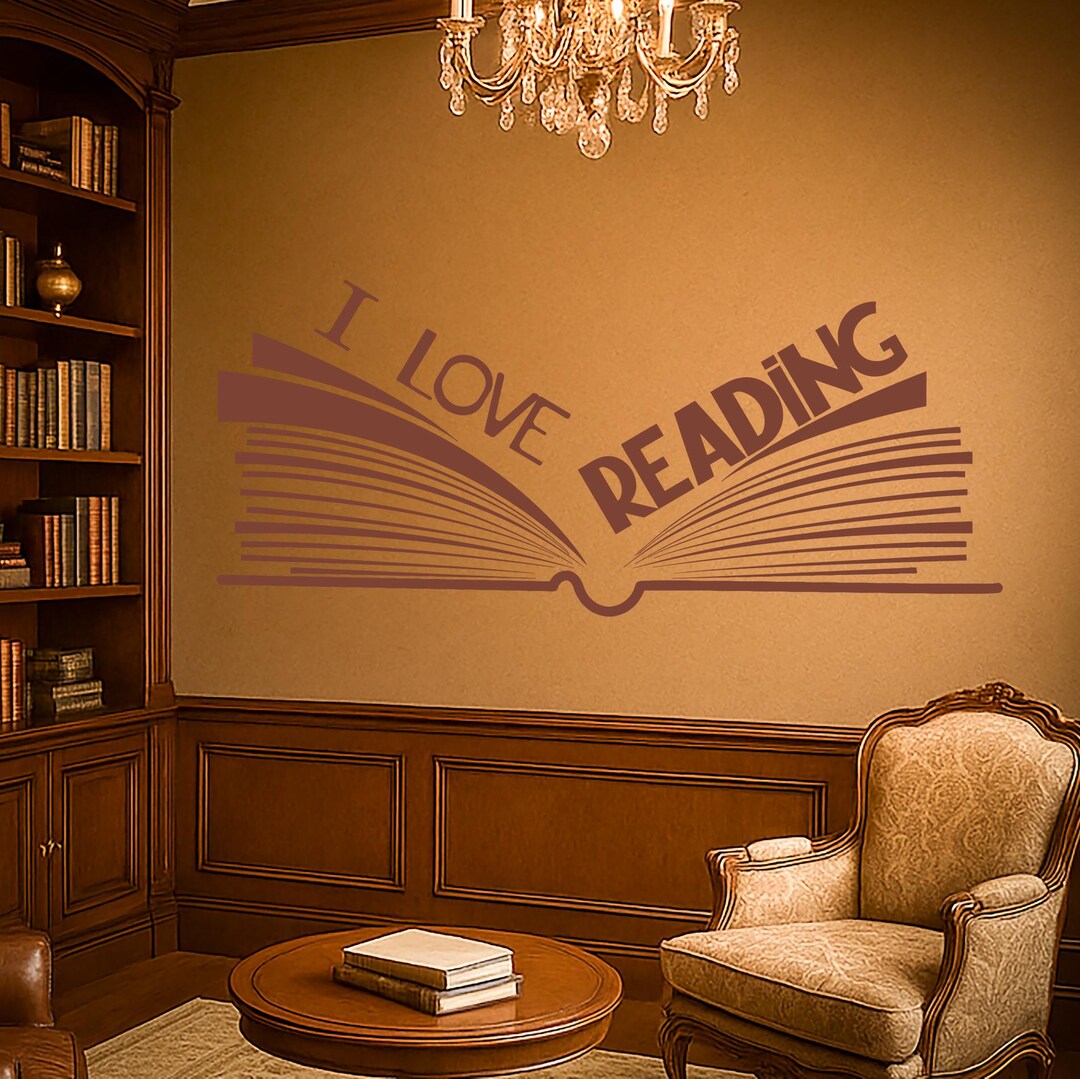 I Love Reading Open Book Vinyl Wall Decal – Literary Wall Art for ...