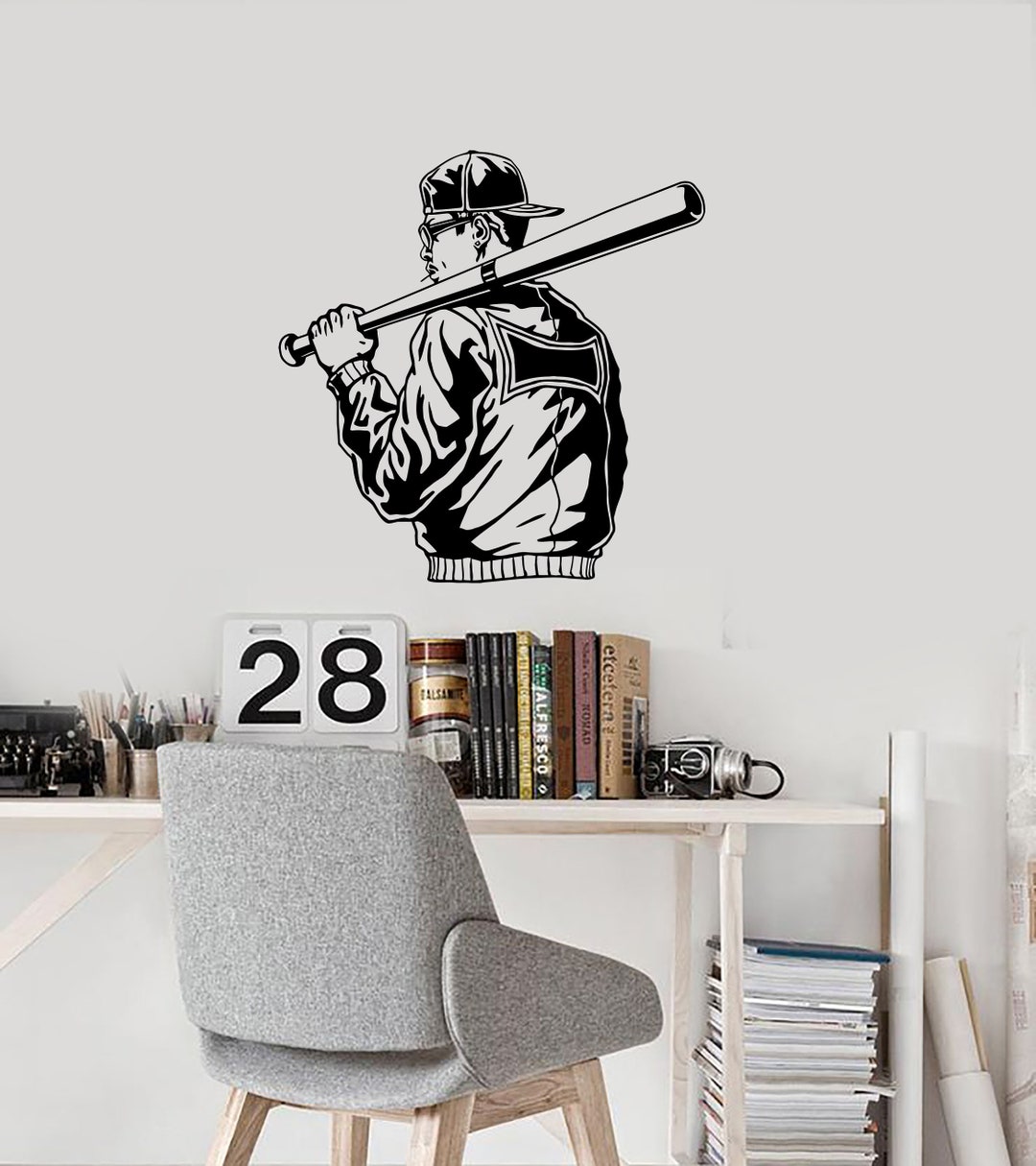 Man With Bat Vinyl Wall Decal Thug Gangster Stickers Mural (#3105di) - Etsy