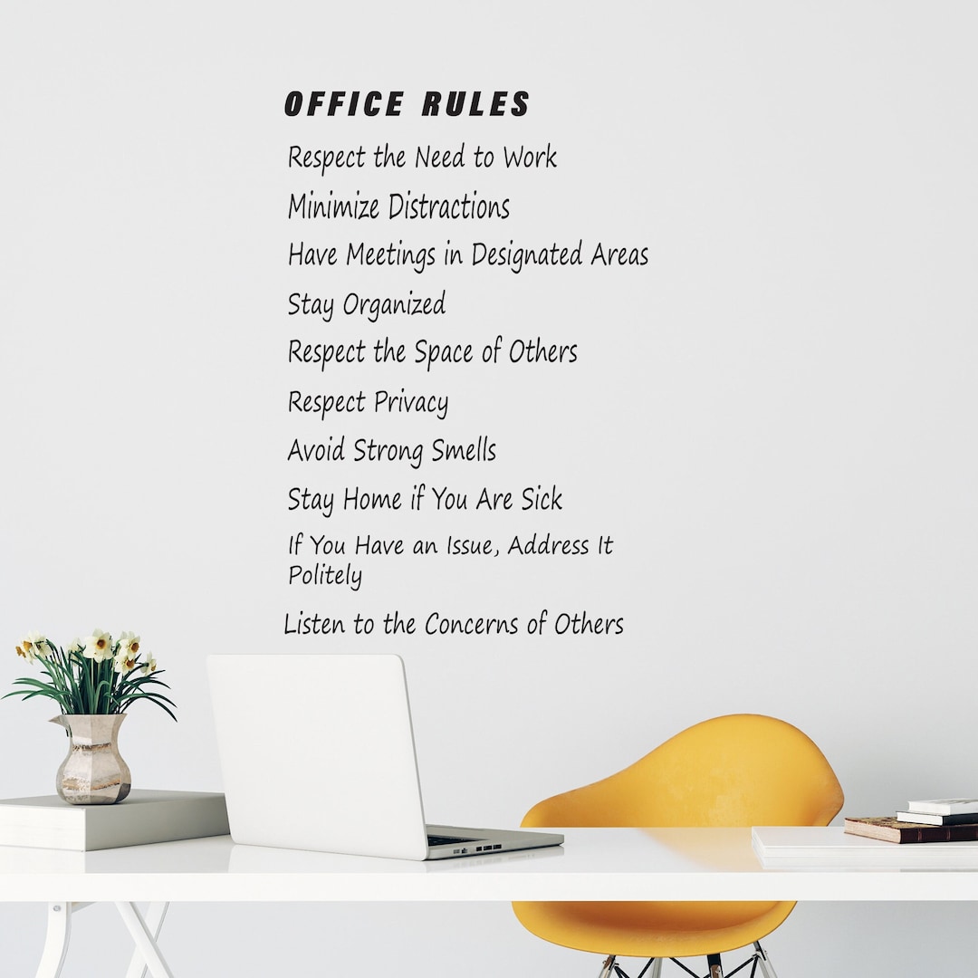 Motivational Office Rules Vinyl Wall Decal - Inspire Your Workspace ...