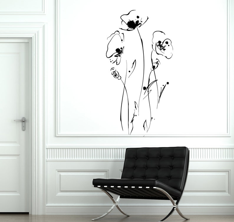 Autocollant fleur pavot Floral forêt vinyle autocollant de mur - Etsy ...