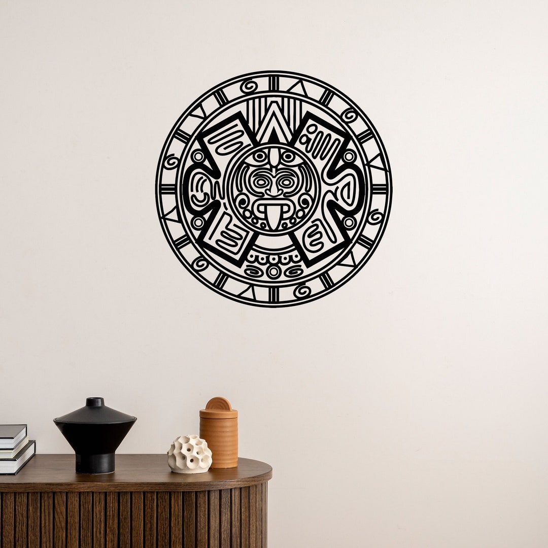 Aztec Calendar Wall Vinyl Decal Ancient Artifact Mexico South America ...