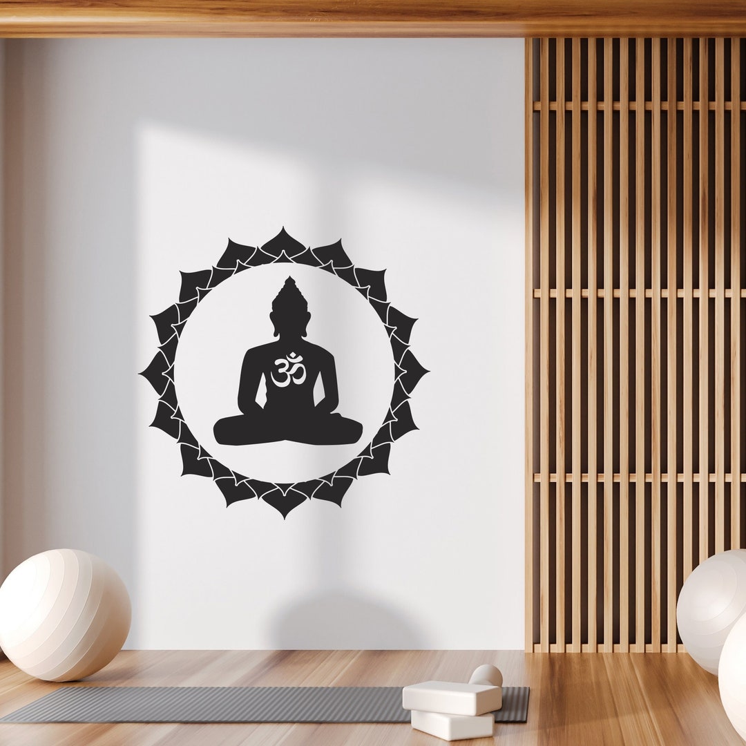 Meditating Buddha Vinyl Wall Decal: Yoga Studio Decor (#6103di) - Etsy