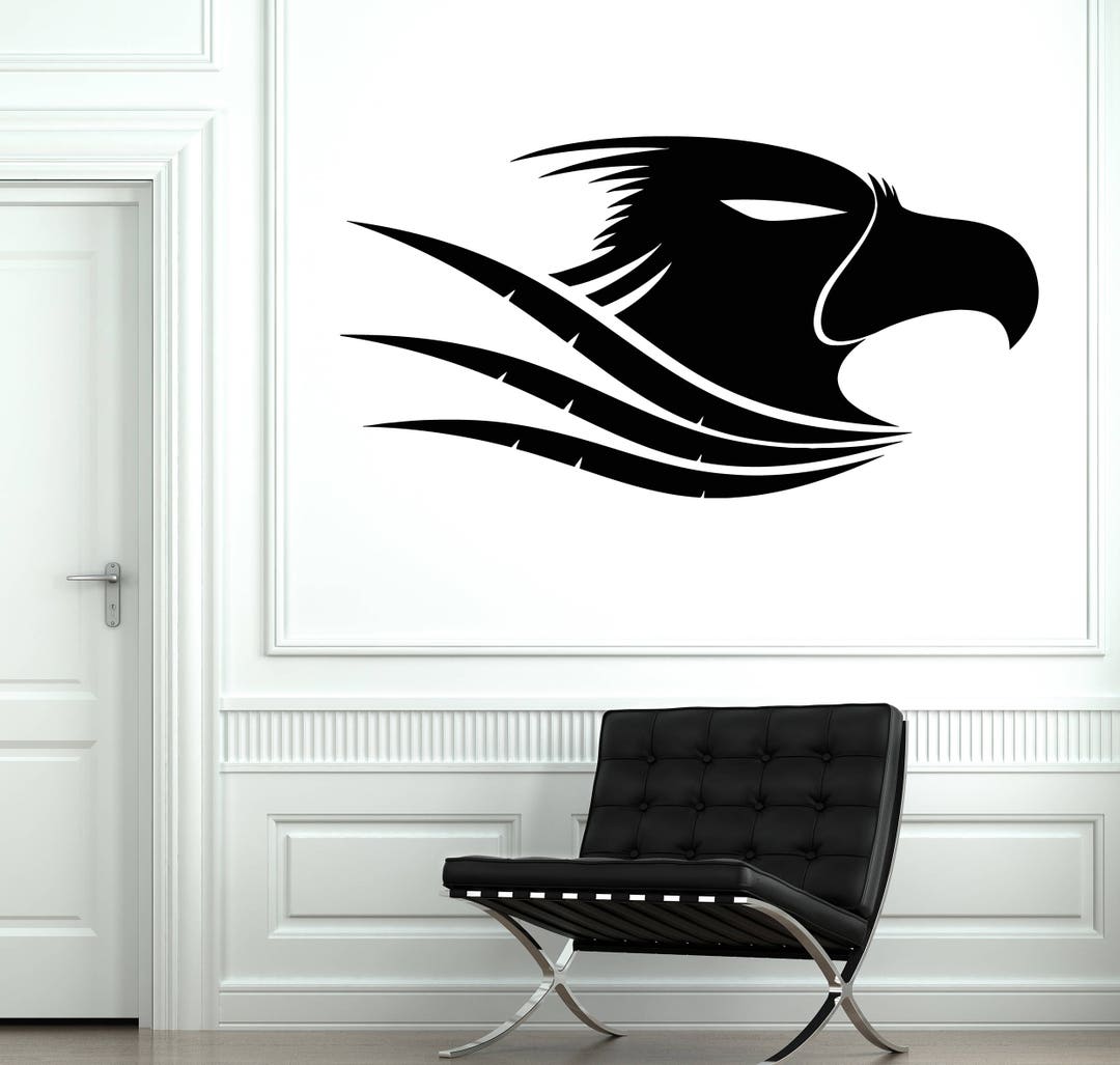 Wall Vinyl Decal Eagle's Head Proud Feathers Beak Eyes Mural Art for ...