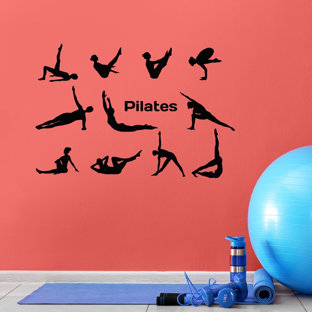 Pilates Vinyl Wall Decal Lifestyle Yoga Pose Gymnastics Sport Stickers ...