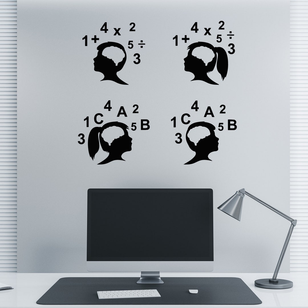 Mathematics Vinyl Wall Decal School Classroom Kids Brain Math Symbol ...