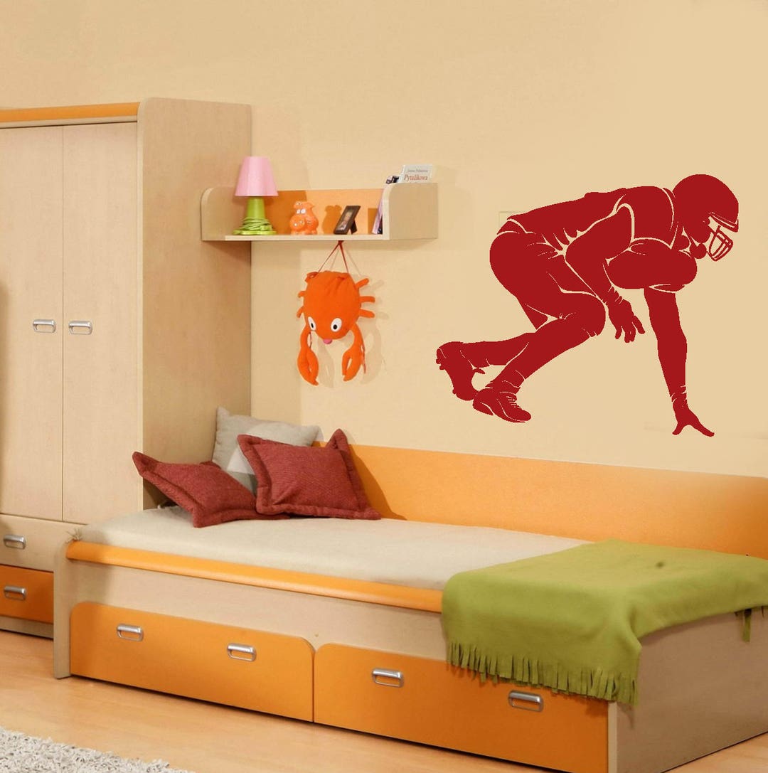 Wall Vinyl Decal Silhouette Player American Football Decor for Kids ...