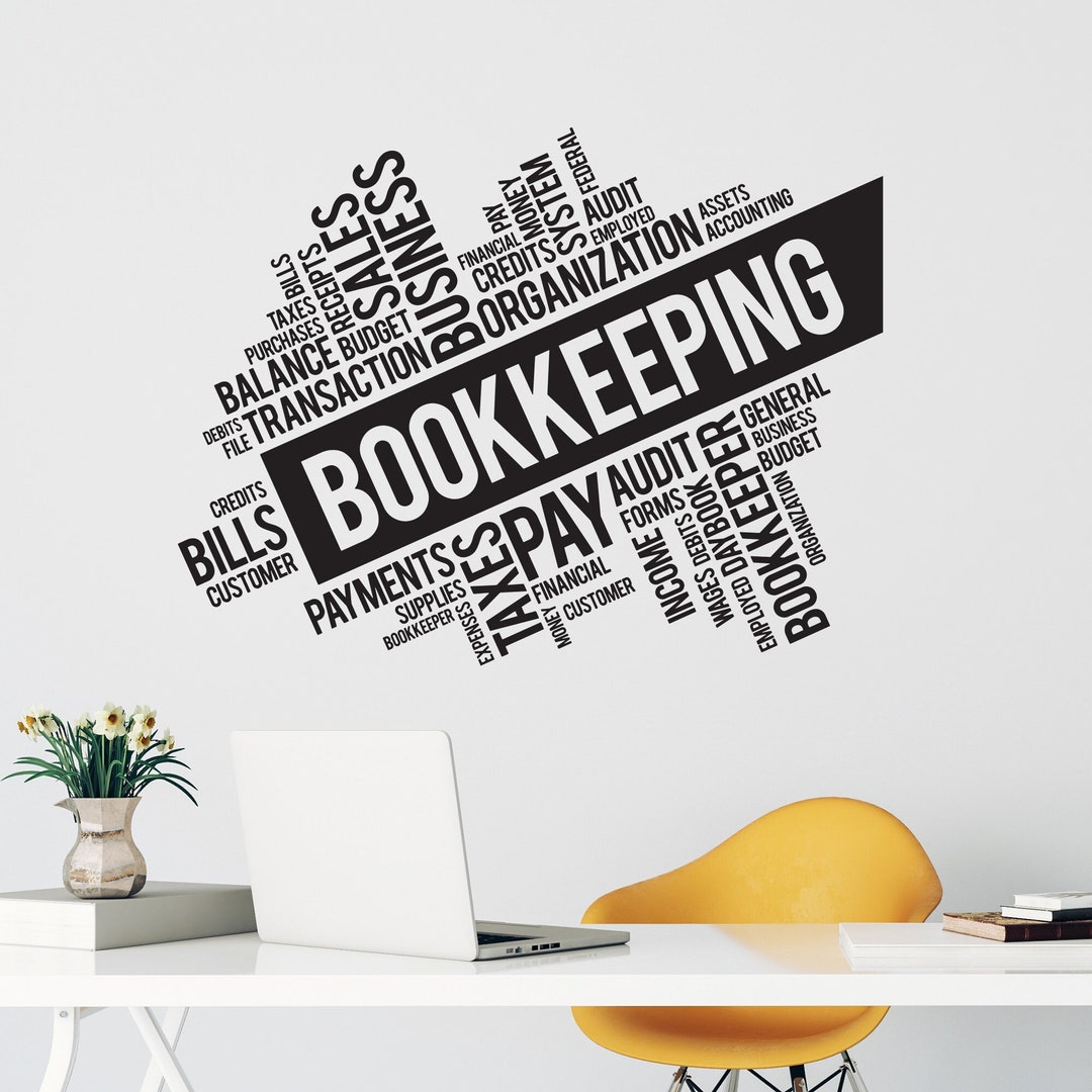 Bookkeeping Vinyl Wall Decal Words Cloud Bookkeeper Office Space ...