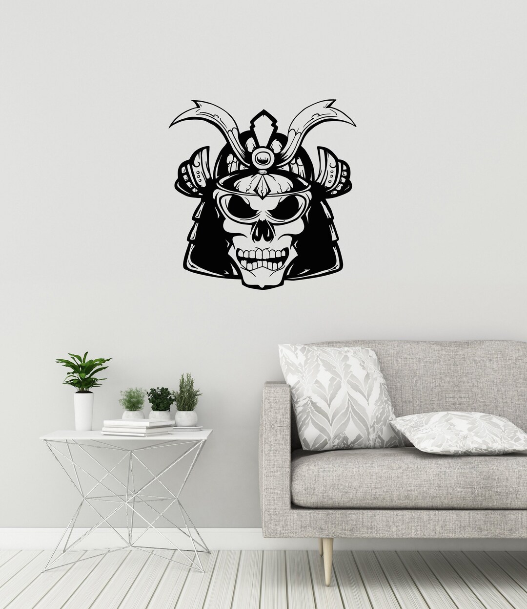 Samurai Vinyl Wall Decal Skull Mask Helmet Japanese Warrior Stickers ...