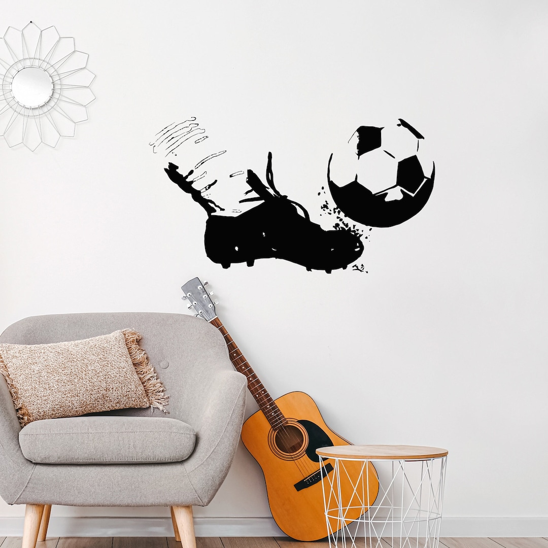Soccer Player Kick Vinyl Wall Decal - Ideal for Sporty Kids' Bedrooms ...