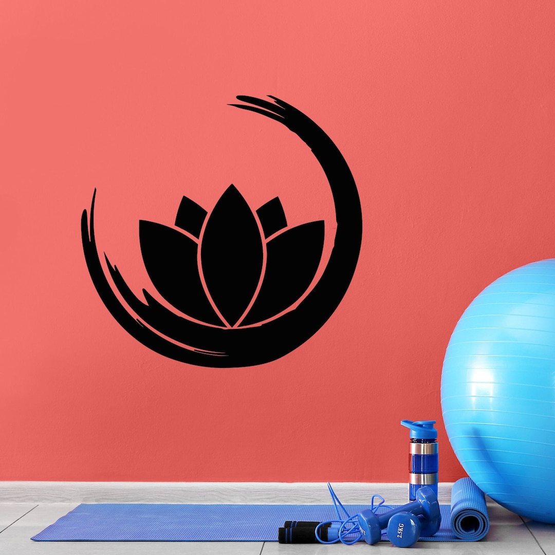 Zen Vinyl Wall Decal Enso Om Lotus Flower Bud Symbol Yoga Room Stickers ...