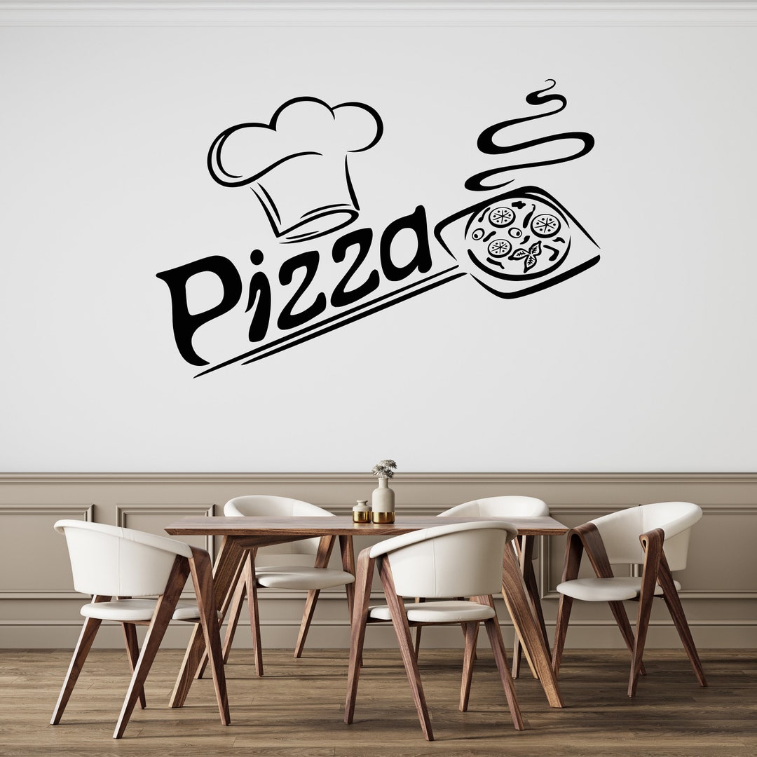 Pizza Vinyl Wall Decal Pizzeria Italian Restaurant Decor Idea Word ...