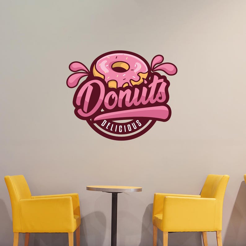Donuts Wall Decal – Pink Delicious Donut Shop Vinyl Sticker, Bakery ...
