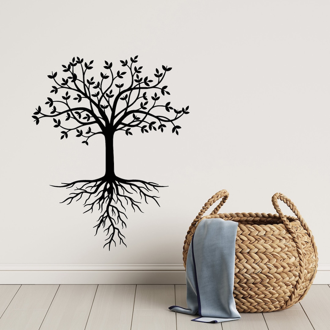 Tree Vinyl Wall Decal Leaves Family Floral Roots Forest Nature Stickers ...