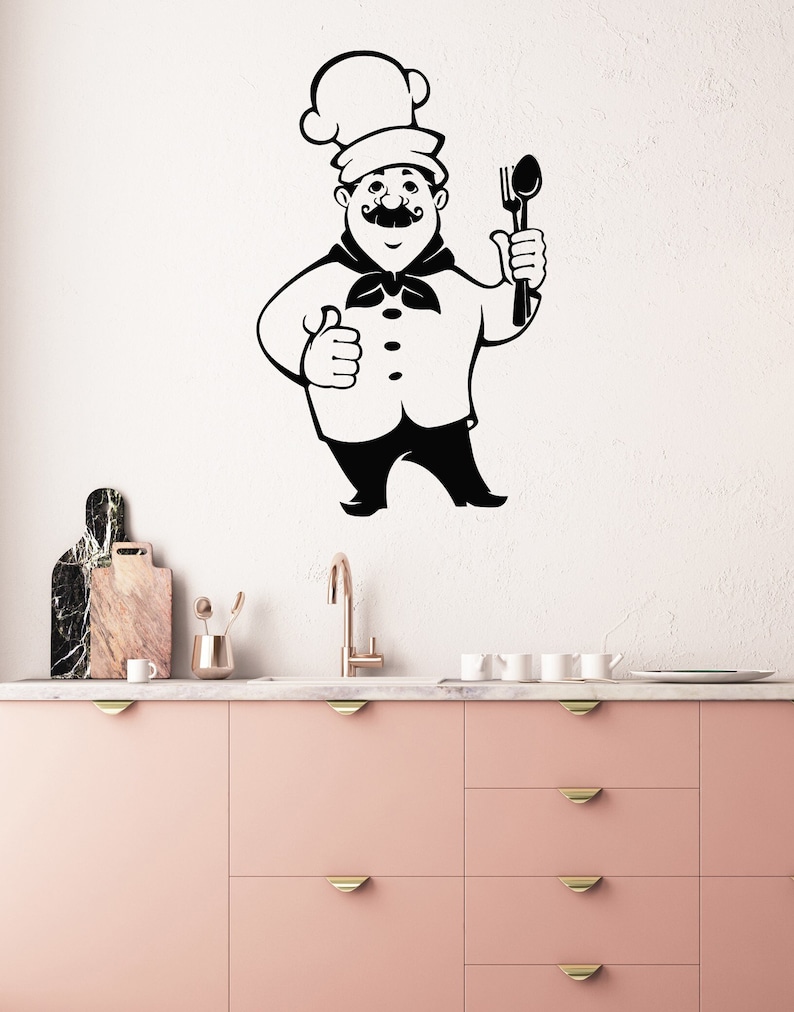 Chef Vinyl Wall Decal Cooking Restaurant Window Decoration Dining Room ...