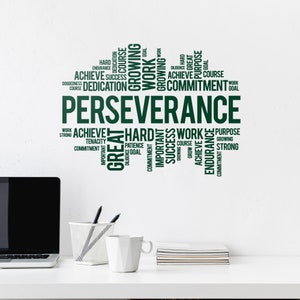 Perseverance Vinyl Wall Decal Success Words Office Decor Educational ...