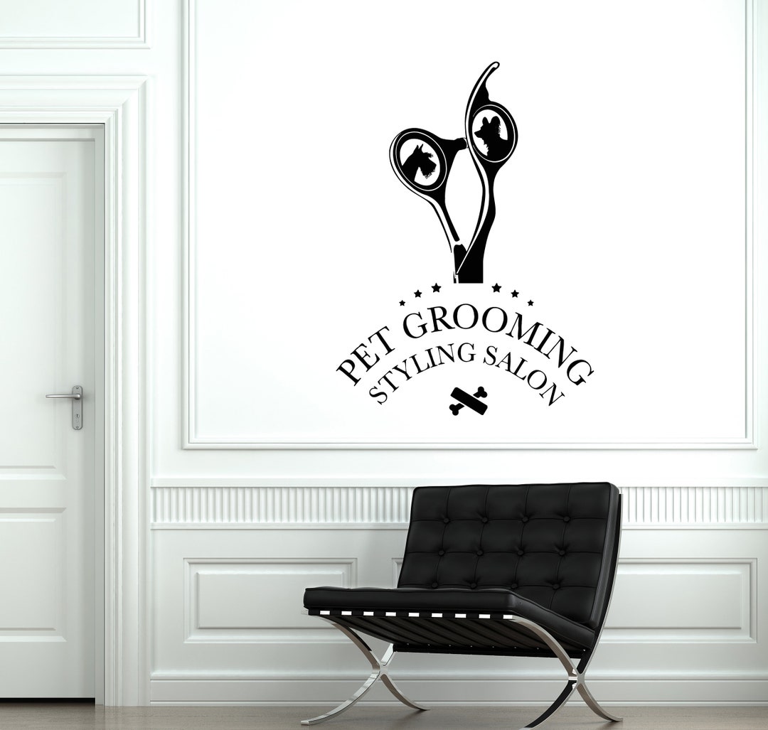 Pet Grooming Vinyl Wall Decal Styling Salon Dog Groomer Animal Care ...