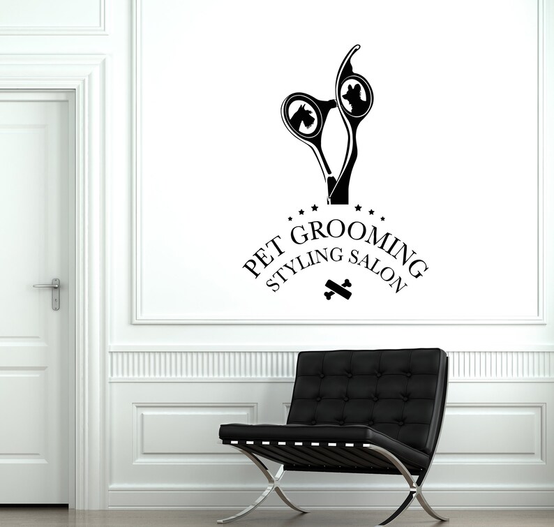 Pet Grooming Vinyl Wall Decal Styling Salon Dog Groomer Animal Care ...