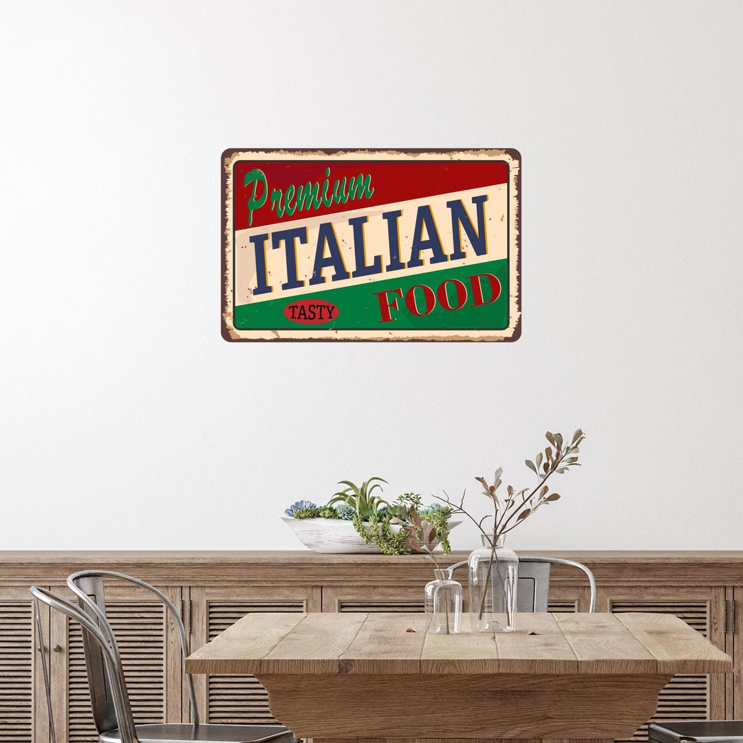 Italian Food Vintage Sign Vinyl Wall Decal – Retro Trattoria Kitchen ...