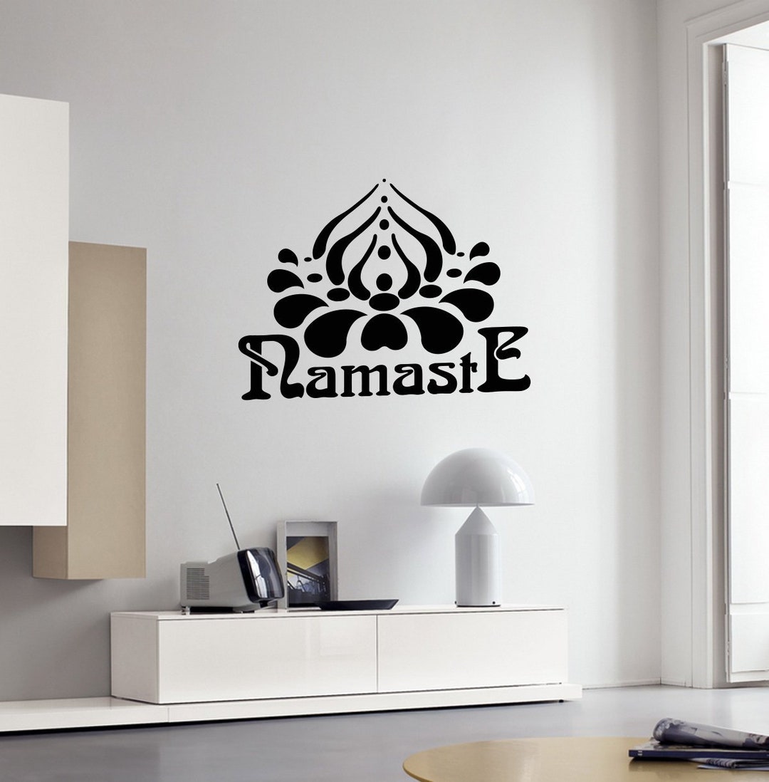 Namaste Vinyl Wall Decal Lotus Yoga Center Meditation Bedroom Interior ...