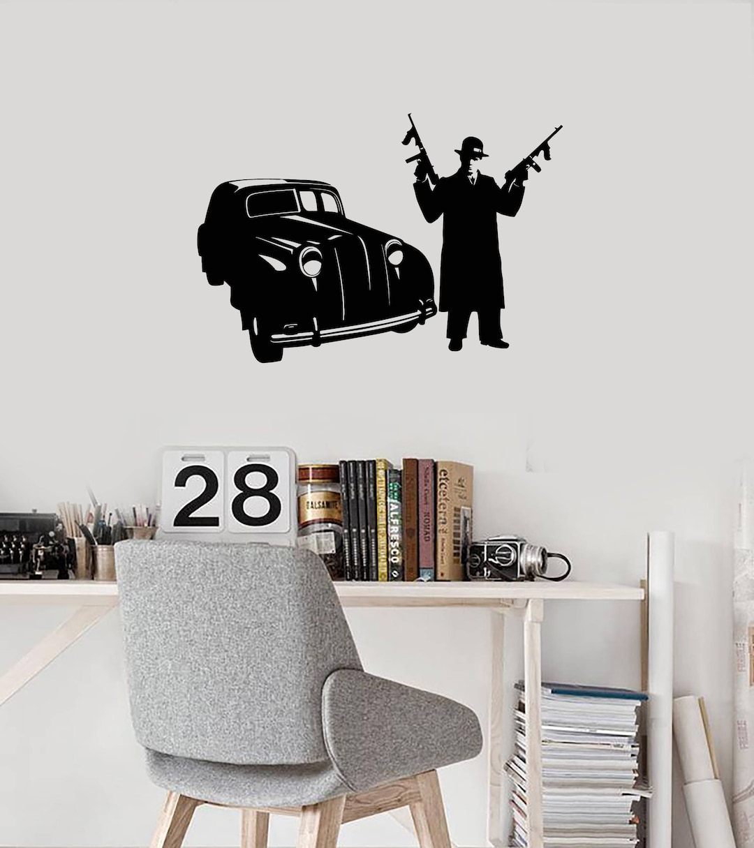 Mafia Vinyl Wall Decal Gangster With S Car Teen Room Decor Stickers ...