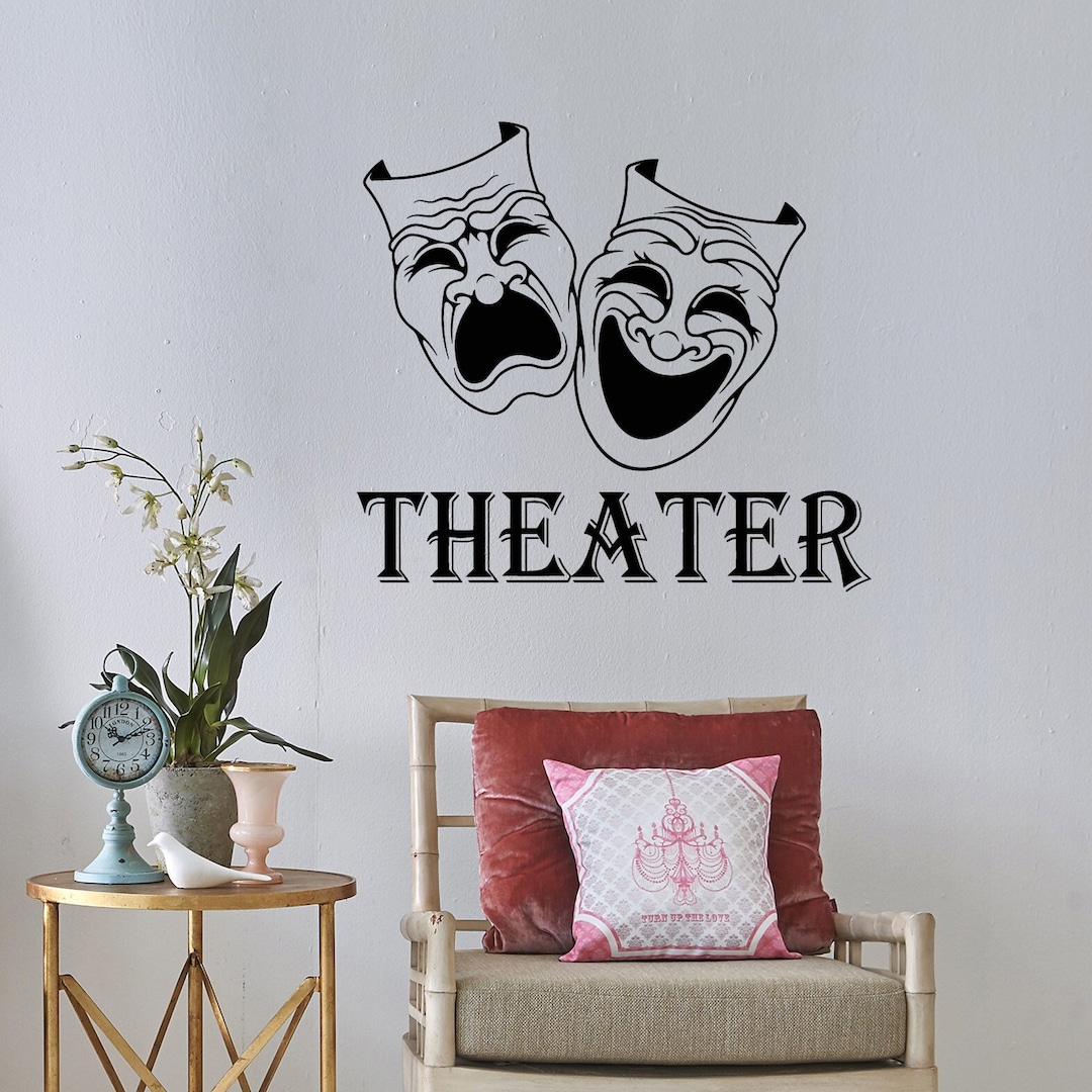 Mask Vinyl Wall Decal Theater Actor Face Masks Comedy and Tragedy ...