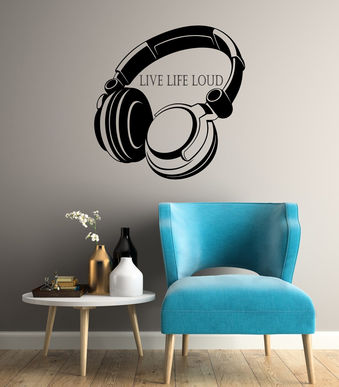 Headphones Vinyl Wall Decal Inspirational Musical Quote Words Music ...