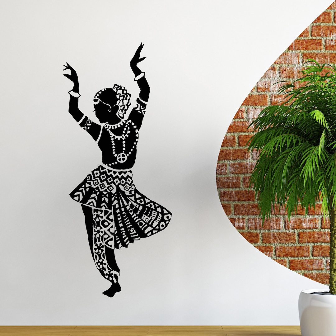 Belly Dance Vinyl Wall Decal Dancing Beautiful Indian Woman Dancer ...