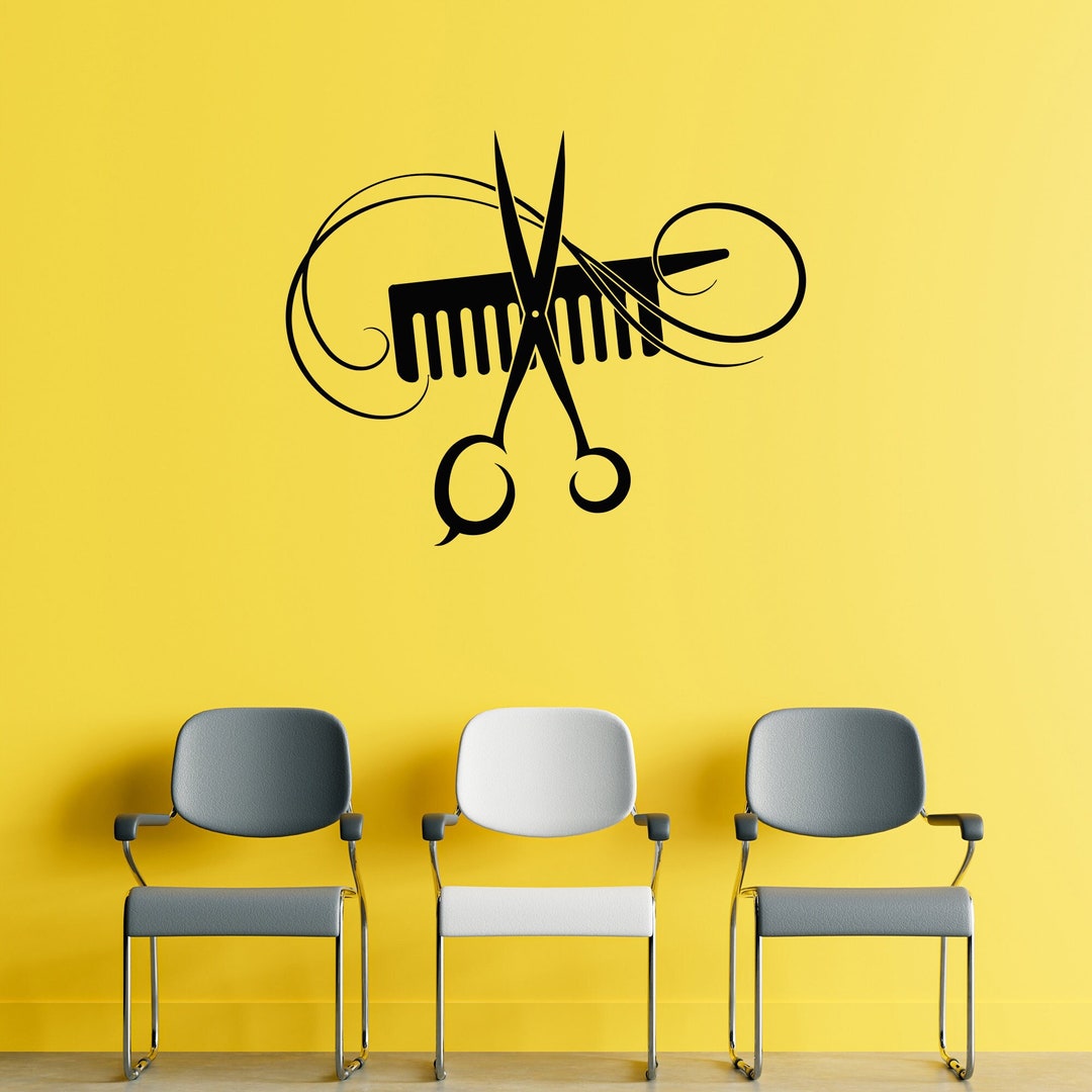 Scissors Comb Vinyl Wall Decal Haircut Hair Beauty Salon Women's ...