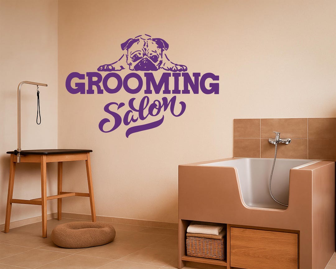 Grooming Salon Vinyl Wall Decal Dog Puppy Groomer Pet Animal Stickers ...