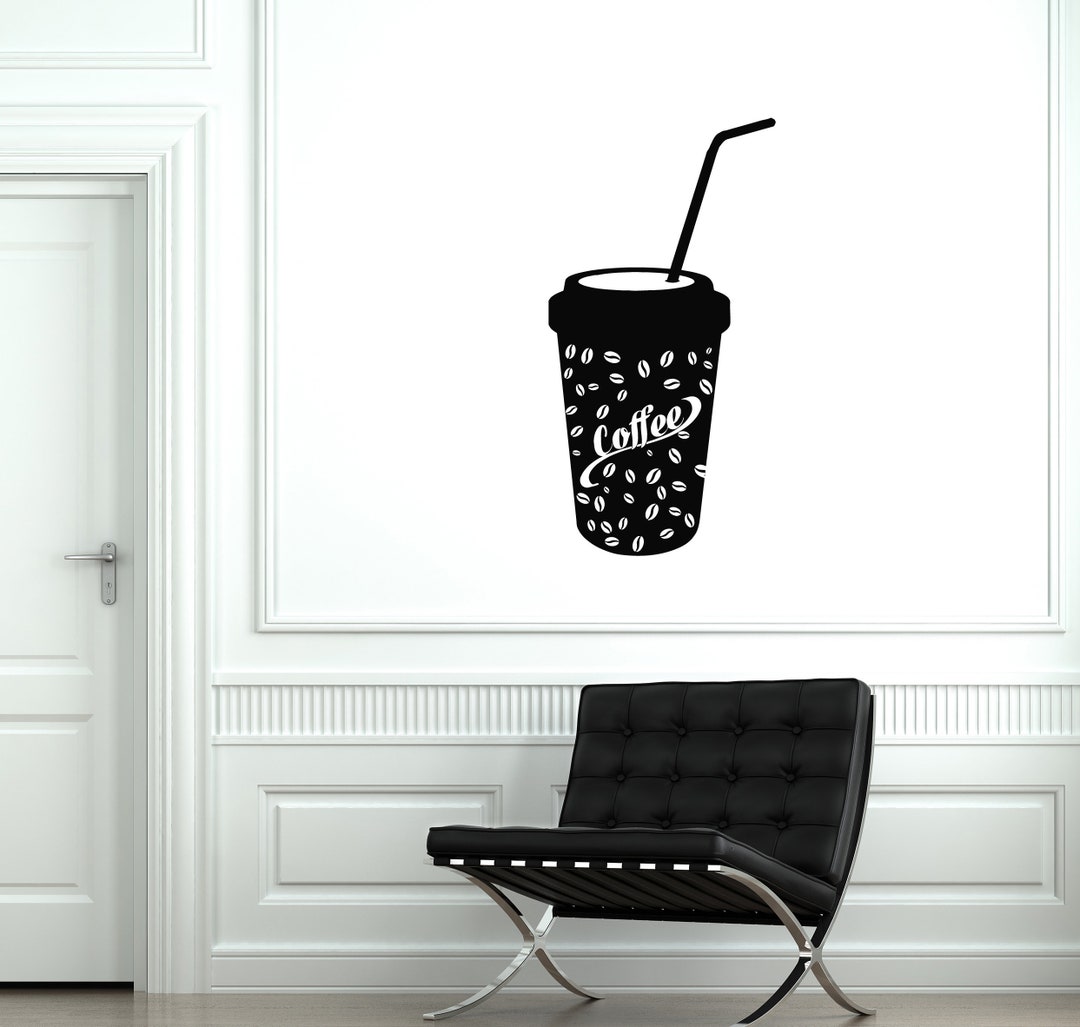 Paper Coffee Glass Vinyl Wall Decal Coffee Shop Decoration Idea ...