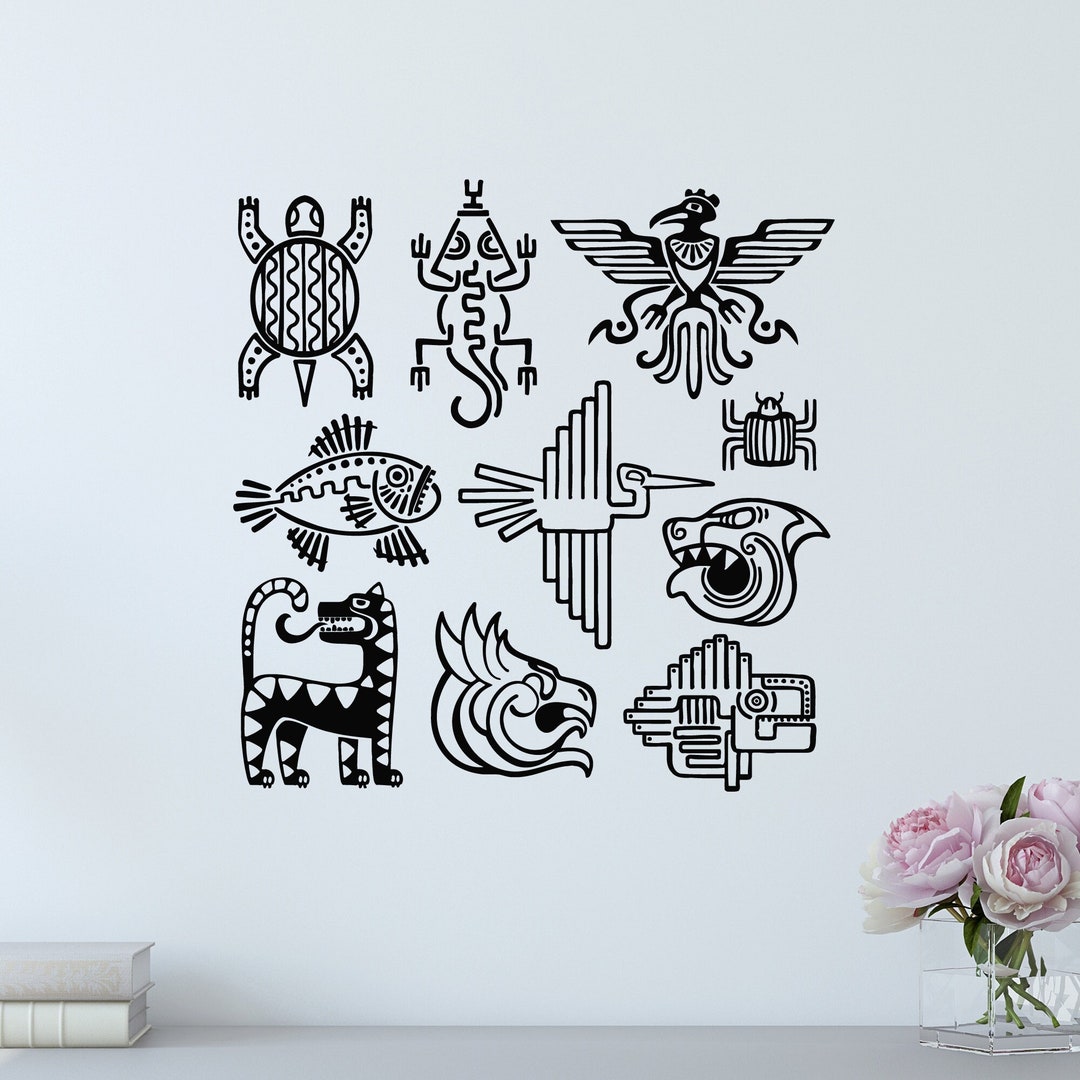 Aztec Vinyl Wall Decal Native American Patterns Decor Animals Stickers ...