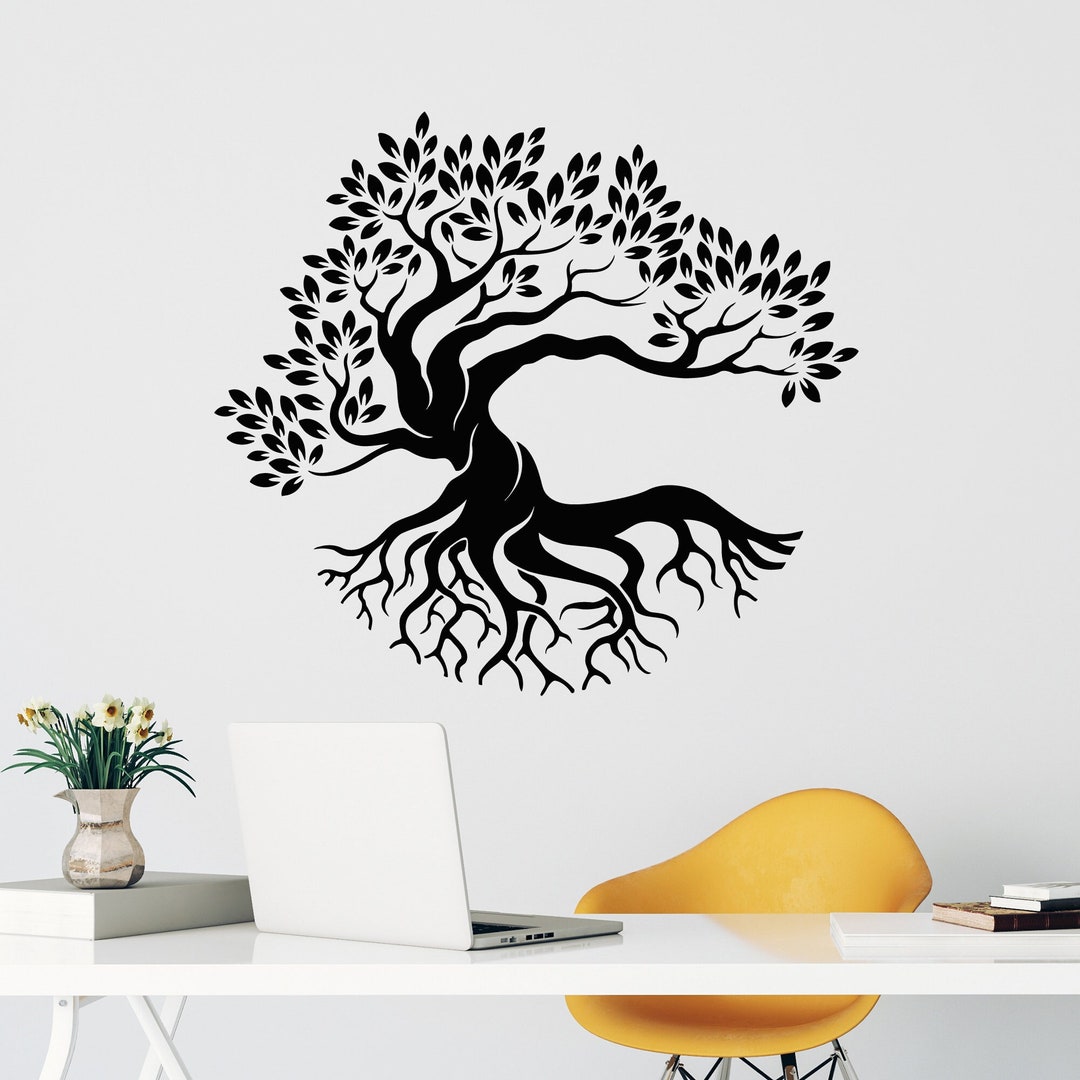 Tree Vinyl Wall Decal Home Room Decor Nature Decor Leaves Roots ...