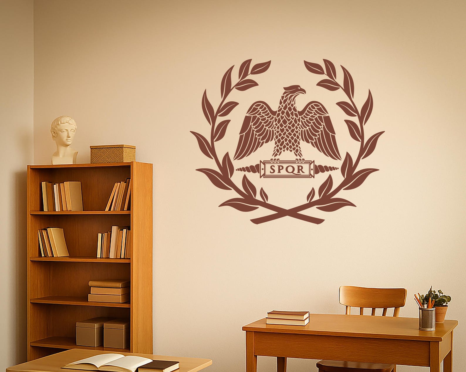 Roman Eagle Vinyl Wall Decal - SPQR Ancient Symbol Roman Empire Home ...